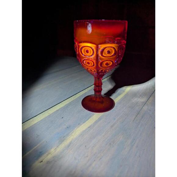 Dining | Vintage Red Glass Goblet With Intricate Design Uv Reactive Cad ...